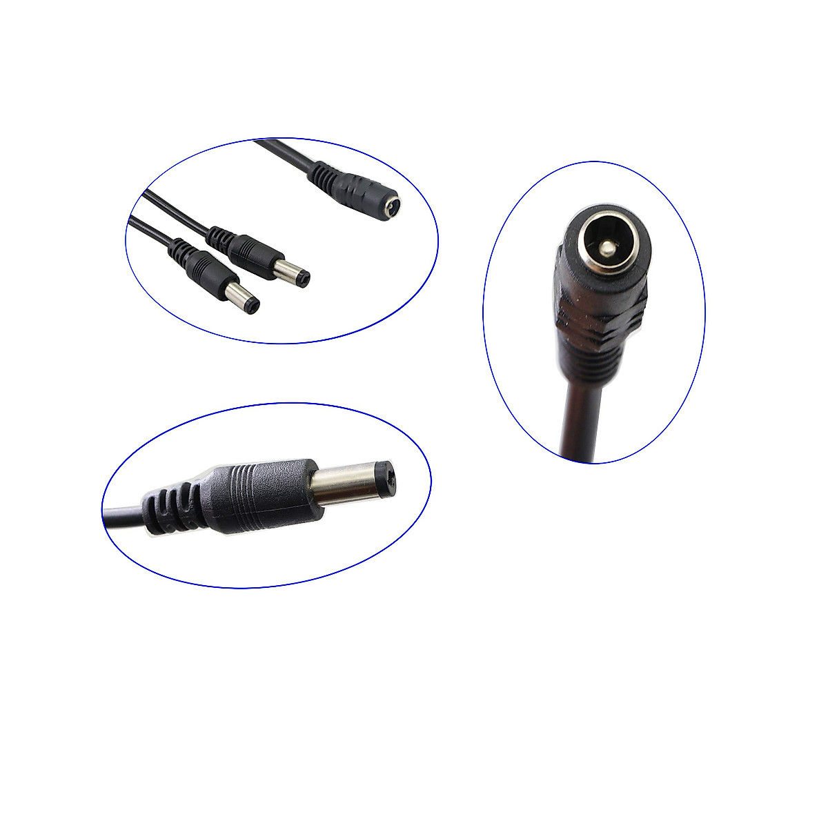 zdyCGTime 2Pack DC Power Female to Male Splitter Adapter Cable 1 Female to 2 Male 5.5mm x 2.1mm DC Power Supply Splitter Cord for Security CCTV Parking Security Cameras(1 to 2)