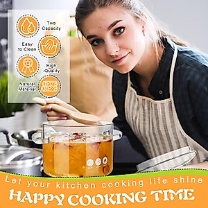 2 Pcs Glass Pots for Cooking on Stove Set Glass Saucepan with Cover Heat Resistant Clear Pots and Pans Set Stovetop Glass Cookware Simmer Pot with Lid for Soup Milk (1.3 L, 1.9 L, Trendy Style)