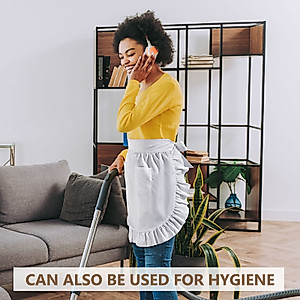 Hercicy 4 Pack Waist Apron Ruffle Retro Apron White Half Apron Maid Apron Cute Vintage Apron with Pockets for Women Chef Waitress Cooking Kitchen Costume