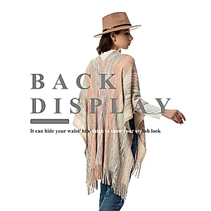 BOCOSO Women's Knit Shawl Wraps, Knitted Poncho Cape Open Front Cardigan Sweater with Tassel for Spring Fall Winter