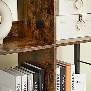 VASAGLE Industrial 8-Compartment Bookshelf, 4-Tier Bookcase with 8 Open Slots, Display Storage Rack, for Office, Living Room, Bedroom, 31.5 x 13 x 58.7 Inches, Rustic Brown and Black ULLS105B01