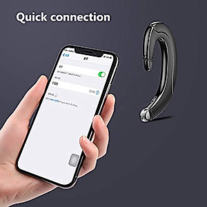 Heave Bluetooth Headset with Mic,Bone Conduction Ear Hook Earphone Wireless Bluetooth V5.0 Stereo Headphones,Lightweight & 10 Hours Playtime Black