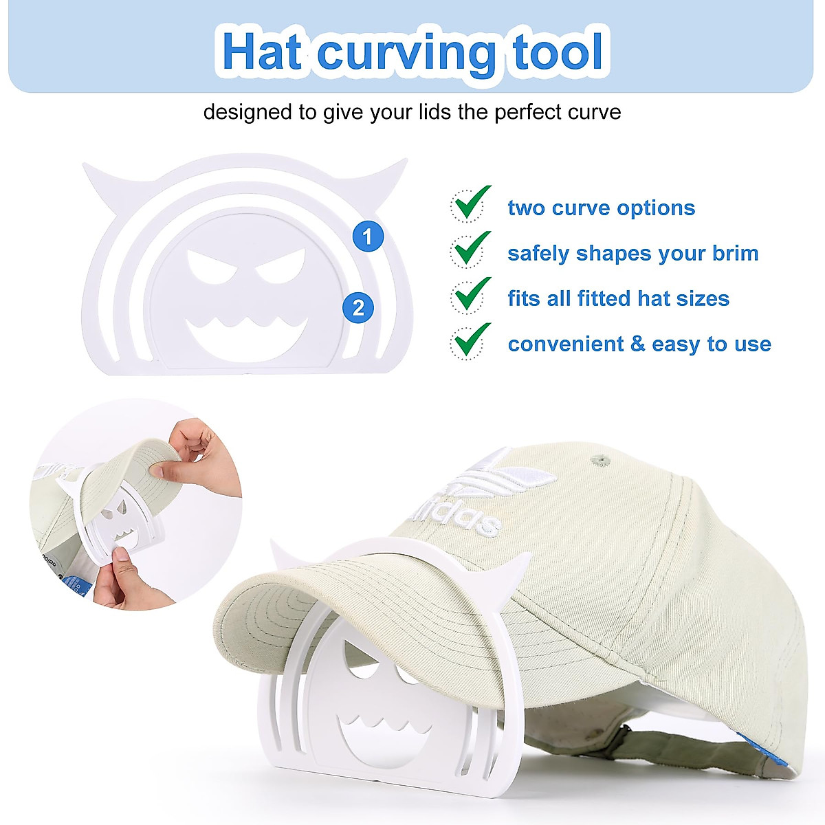 Hat Washer for Baseball Caps - 2 Pack Hat Washer for Washing Machine, Hat Cleaner, Hat Storage for Adult/Kid'S Hat Dishwasher Holder, Hat Protector Racks, Including 2 Pack Hat Bill Shaper, White