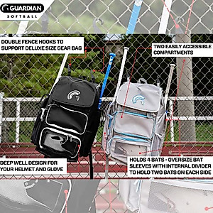 Guardian Baseball - Diamond Series Baseball/Softball Bat Bag - Boys Travel Baseball Bag - Softball Equipment Bag for Girls (Grey/Carolina Blue)