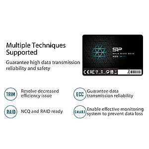 Silicon Power 2TB SSD 3D NAND A55 SLC Cache Performance Boost SATA III 2.5" 7mm (0.28") SSD Internal Solid State Drive (SP002TBSS3A55S25)