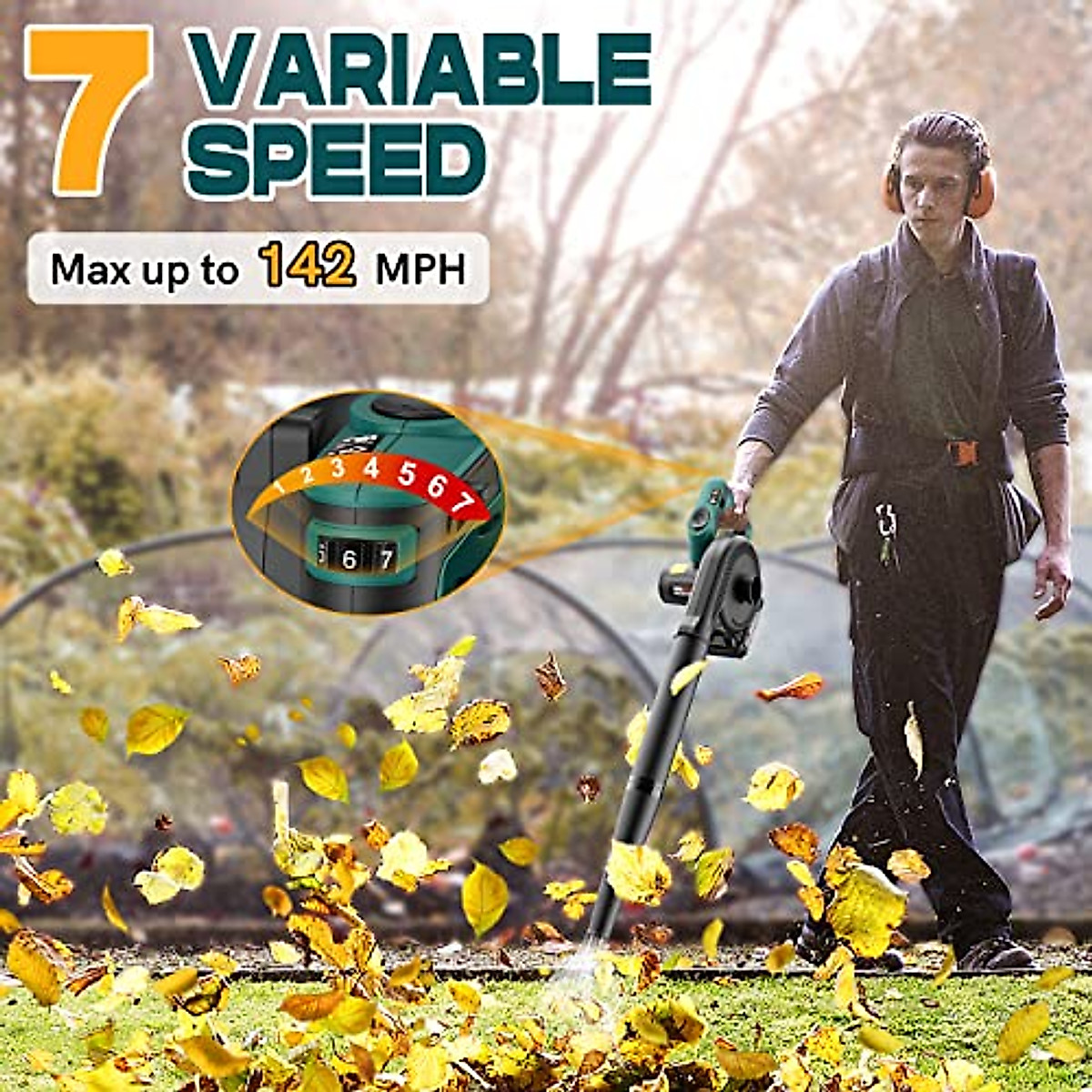 NEU MASTER 20V Leaf Blower Cordless, Mini Electric Leaf Blower Battery Powered, 7 Speed Handheld Leaf Blower and Vacuum with 2.0 Battery & Charger for Lawn Care, Patio, Yard, Jobsite