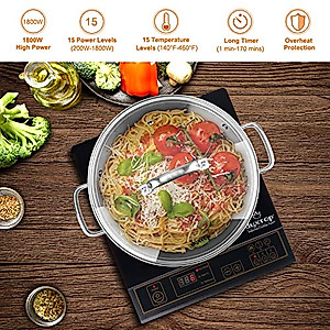 Duxtop 1800W Portable Induction Cooktop, Countertop Burner Included 5.7 Quarts Professional Stainless Steel Cooking Pot with Lid, Heavy Impact-bonded Bottom
