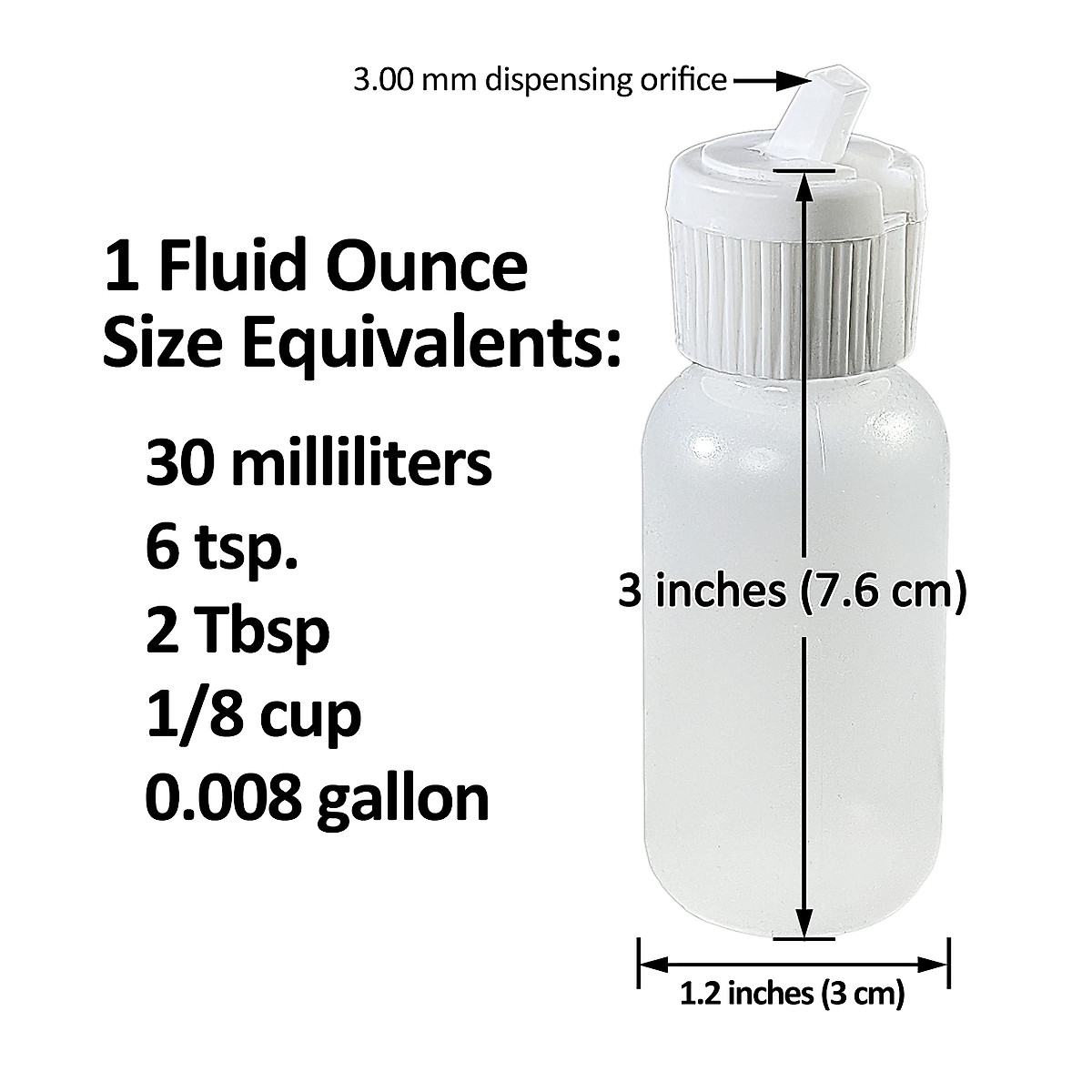 510 Central Boston Round LDPE Plastic Bottle Flip Top Pour Spout Cap 30mL (1oz, 4 Pack) Made in USA