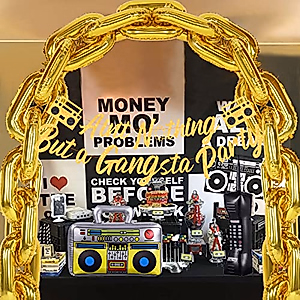Fangleland Hip Hop Party Decorations Ain't Nothing But a Gangsta Banner Jumbo Chain Balloons Retro 70s 80s 90s Inflatable Radio Boombox Decor