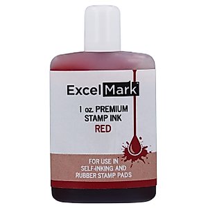 ExcelMark Premium Self-Inking Stamp Refill Ink - 1 oz. (Red)