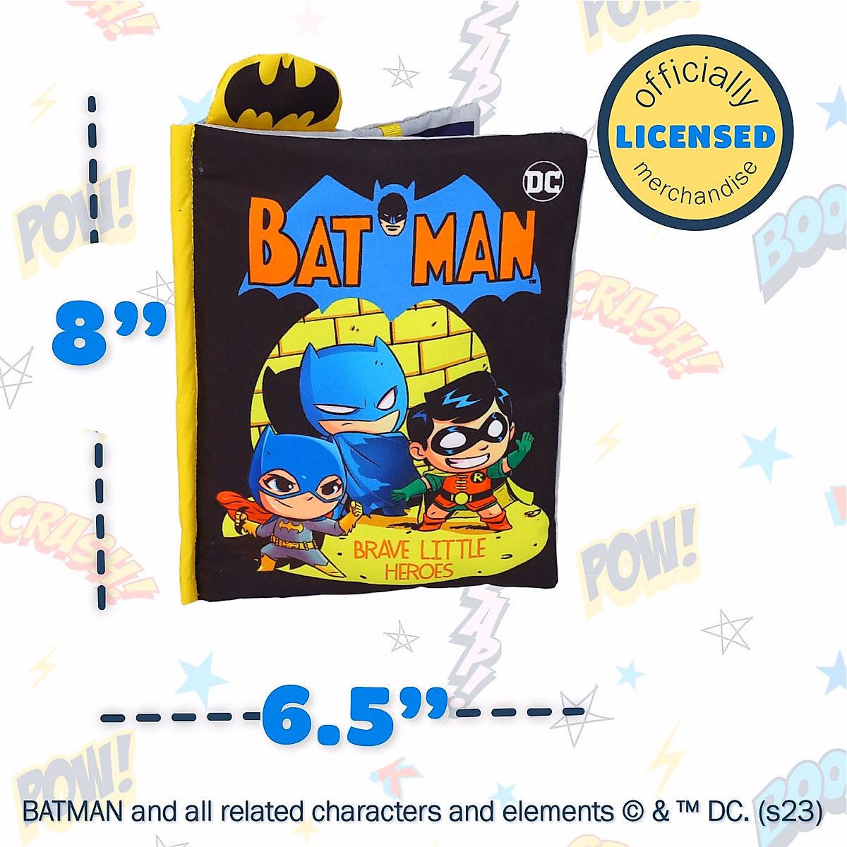 My First Comic Soft Book - Kids Preferred DC Comics The Batman Brave Little Heros Baby Crinkle Soft Sensory Book with Soft Fabric for Babies, 6.25x9 Inch