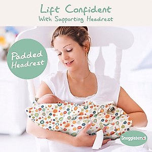 ​​Snugglebundl Baby Lift Carseat Blanket Insert (Baby Button Bunting w/ Handles) Organic Cotton Car Seat Swaddle for Baby Boys & Girls 0-18 Months