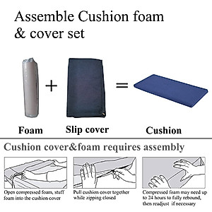 MICUSHION Piano Bench Cushion 44x14 Inch for Indoor Shoe Storage with Ties Non Slip Picnic Bench Pad for Kitchen Dining Table Seat, Navy Blue