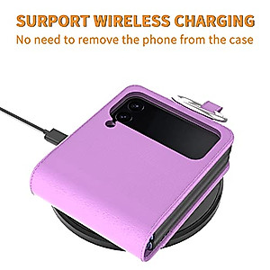Warmson for Samsung Z Flip 4 Case,Samsung Z Flip 4 Wallet Case with Ring Card Slot Galaxy Z Flip 4 Case PU Leather RFID Blocking Protective Flip Folio Z flip 4 5G Case Purple for Women Girls Men