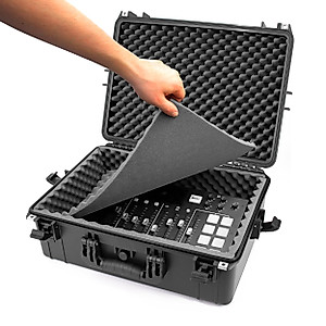 CASEMATIX Waterproof Mixer Carry Case Compatible with Yamaha MG12XU 12 Channel Mixing Console and More - Hard Shell Sound Board Case with Foam Fits Mixers up to 17" x 12.1" x 5" and Cables, Case Only