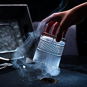 Whiskey Stones & Old Fashioned Cocktail Glass Gift Set - 6 Handcrafted Granite Round Chilling Rocks - Crystal Reserve Whiskey Glasses (10oz) - Hardwood Presentation Tray - Gold Foil Box