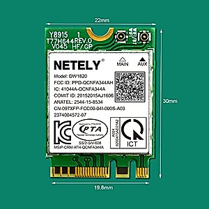 NETELY IEEE 802.11AC NGFF M2 Interface 1200Mbps Dual Band WiFi Adapter for Laptop PCs, NGFF M2 WiFi Card with Bluetooth 4.2, OEM DELL Wireless Network Adapter DW1820