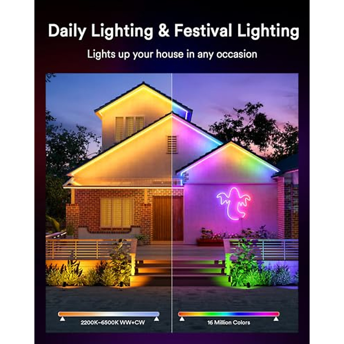 Lumary Smart Outdoor Neon Rope Lights, 32.8ft 22,000Lm Smart UFO LED High Bay Light