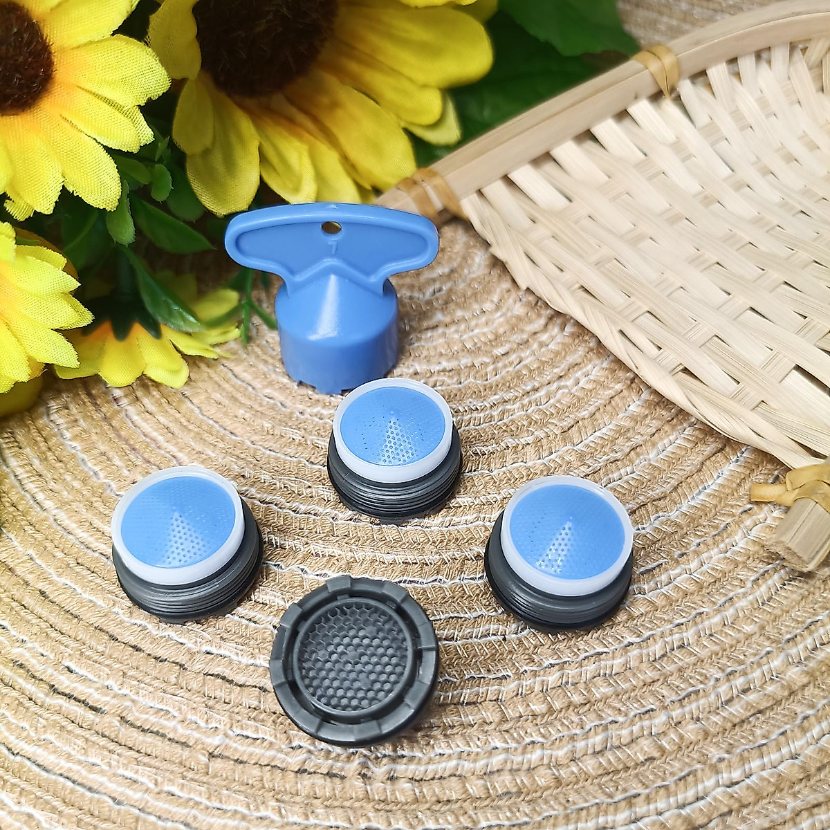 BOETOADG 4PCS Cache Aerator M21.5, Plug-In Faucet Restrictor Replacement Parts for Kitchen and Bathroom Sink with Key Removal Wrench Tool, 1.8GPM, 21.5mm/0.85inch