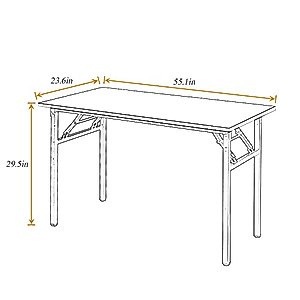 Need Computer Desk Office Desk 55 inches Folding Table Computer Table Workstation No Install Needed,Teak Black AC5BB-140X