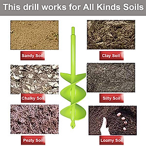 Auger Drill Bit for Planting-3”x12” Auger Drill Bit-Garden Auger Spiral Drill Bit for Bulb Planting,Heavy Duty Garden Auger for 3/8” Hex Driver Drill,Bouns 10 Plant Lables