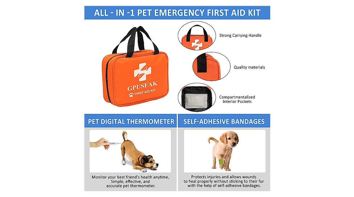GPUSFAK Pet First Aid Kit for Dogs & Cats - Travel Safe