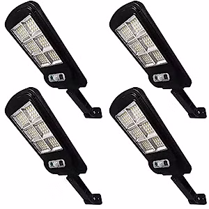 Gloriy Solar Street Lights Outdoor Remote Control Solar Parking Lot Lights 3 Light Mode 96LED Solar Street Pole Light Motion Light for Patio,Path,Yard(4Pack), Black