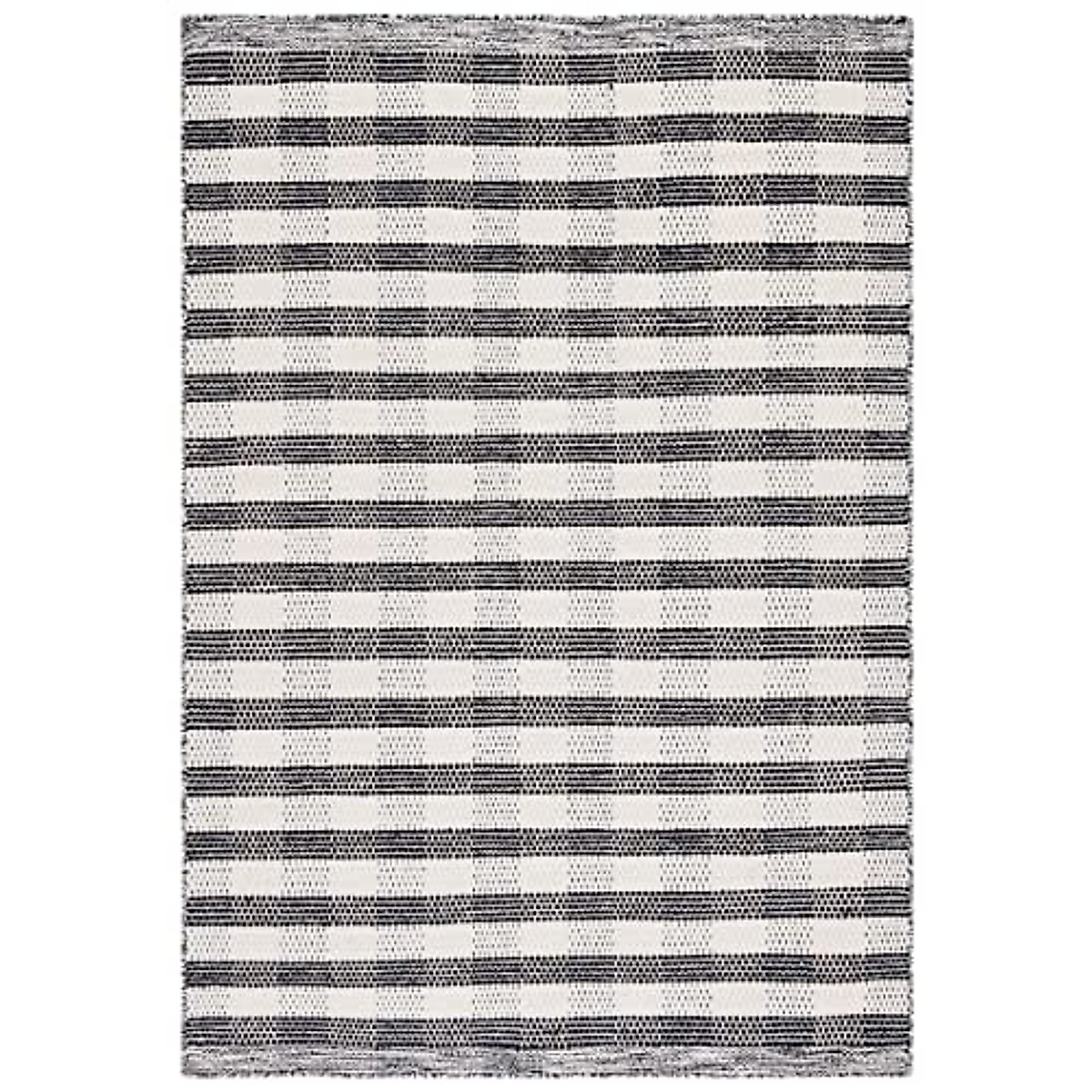 Safavieh Striped Kilim Collection 4' x 6' Black/Ivory STK807Z Flat Weave Wool & Cotton Area Rug