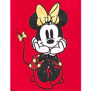 Disney Minnie Mouse Infant Baby Girls Zip Up Vest Puffer T-Shirt and Leggings 3 Piece Outfit Set Red/Yellow 18 Months