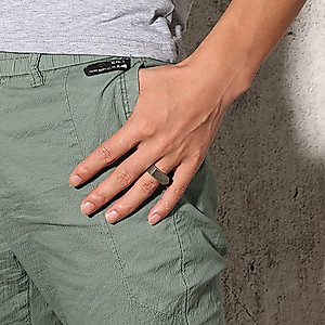 MYNENEY Stainless Steel Square Shape Signet Style Classical Simple Plain Wedding Engagement Statement Ring (Arrow Retro, 11)