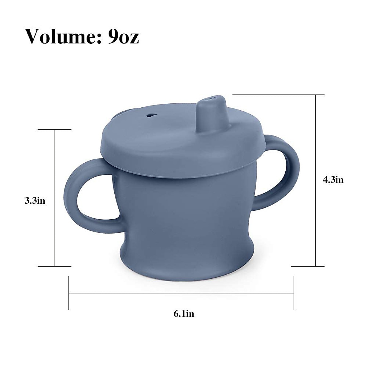 haakaa Silicone Sip-N-Snack Cup, Toddlers Sippy Cup & Snack Container 2-in-1, BPA Free Food Grade Silicone Cup for Baby 6 Month+, 9 Ounce (Blue)