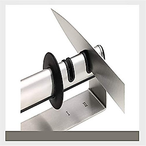 TYI Double-Edged Sharpener for Straight and Serrated Knives, Two-Stage Diamond-Coated Wheel Systems, Sharp, Blunt, Fast, Safe and Easy to use