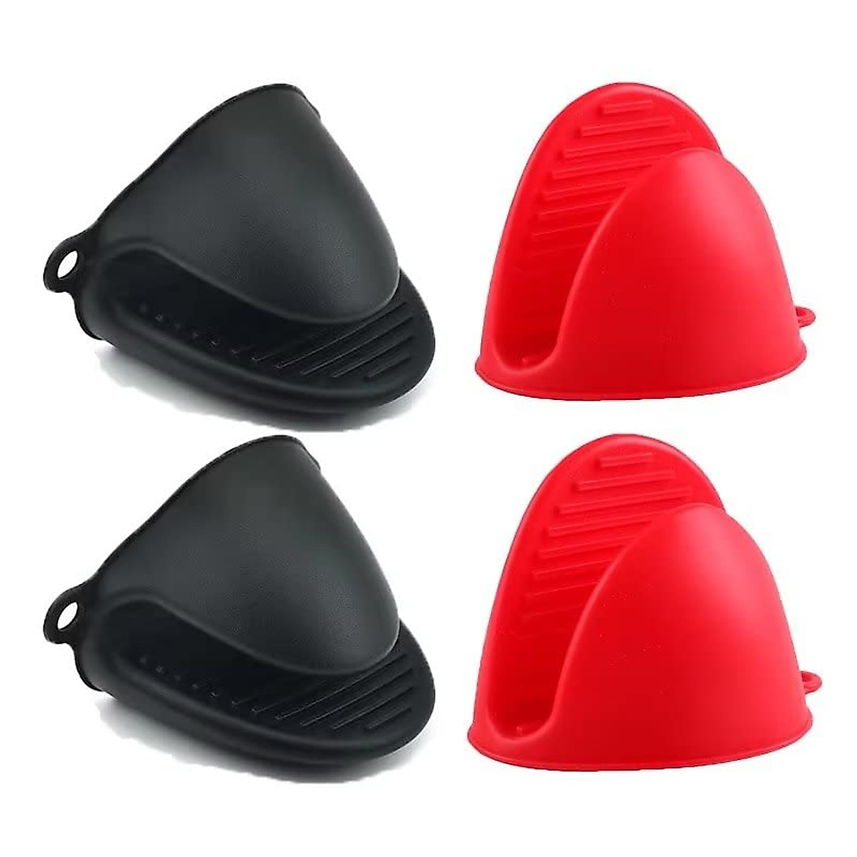 Silicone Pot Holders Set of 2 - Oven Mitts Heat Resistant, Silicone Potholders for Kitchen, Mini Oven Mitts Rubber Oven Glove, Thicken Pot Holders Kitchen Mittens Pinch Mitts, Cute Cooking, Red