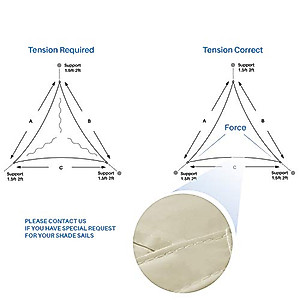 E&K Sunrise 12' x 12' x 17' Beige Waterproof Sun Shade Sail Sight Triangle UV Block Durable Awning Perfect for Canopy Outdoor Garden Backyard