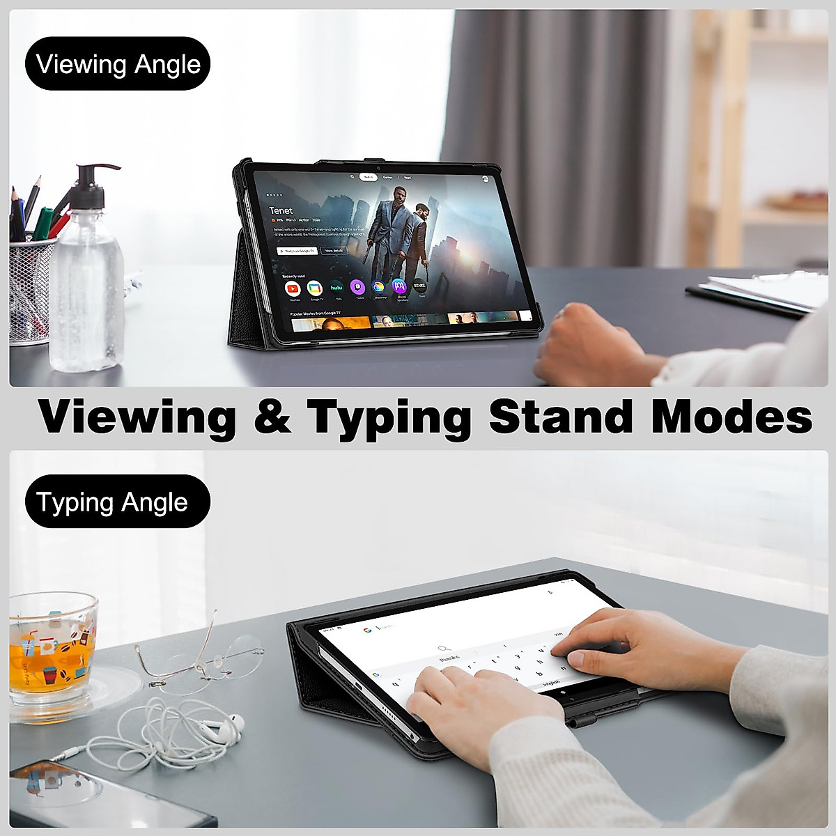 Fintie Case for Onn 11 Tablet Pro (2023 Model) - Premium Vegan Leather Folio Protective Stand Cover, Auto Wake/Sleep Stand Folio Cove for ONN Pro 11 inch Android Tablet 100110027, Black