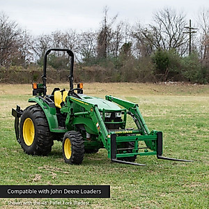 Titan Attachments Pallet Fork Attachment, 42â€ Fork Blades, Rated 3,000 LB, Receiver Hitch, Fits John Deere Loaders