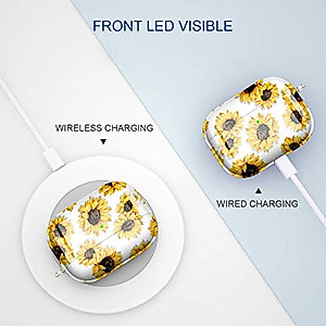 Maxjoy for AirPods Pro Case Cover, Sunflower Floral Clear Air Pods Pro Case for Women Girls Cute Protective iPods Pro Cover with Keychain Compatible AirPods Pro Charging Case 2019, Flower