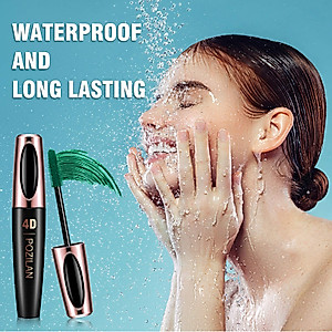 Waterproof Green Mascara with Folding Eyelash Comb Brush - Lengthening, Volumizing, Long-Lasting, Natural Eye Makeup (04 Green)