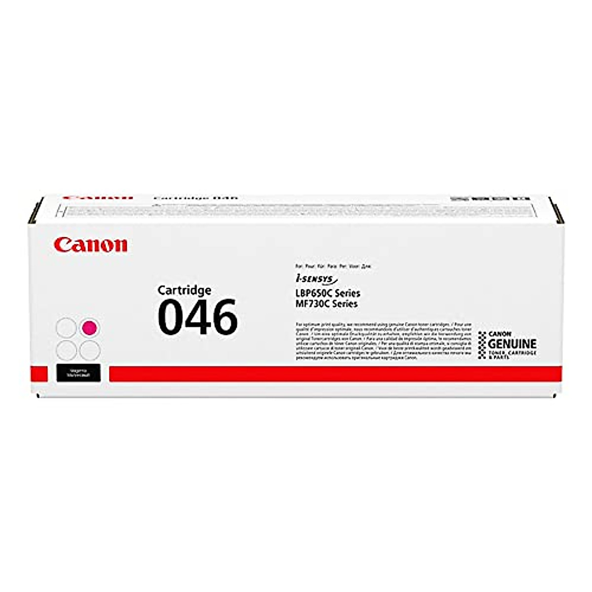 Canon 046 Toner Cartridge ImageCLASS LBP654Cdw, LBP654Cx, MF731Cdw, MF733Cdw, MF735Cdw - High Yield Black and Standard Yield Cyan, Magenta and Yellow - 4 Pack in Retail Packaging
