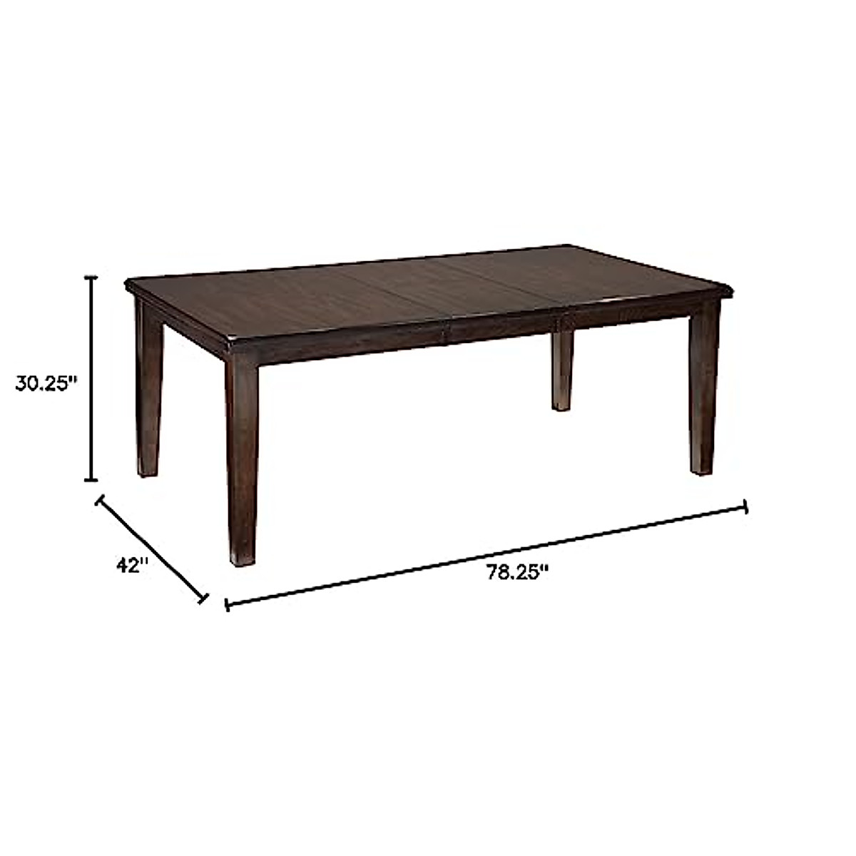 Signature Design by Ashley Haddigan Traditional Rectangular Dining Extension Table, Seats up to 8, Dark Brown