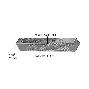 nu steel Shiny nusteel Hammered Metal Toilet Tank Tray, Bathroom Countertop Bin, Multipurpose Vanity, Cosmetics Organizer, Perfume Jewelry Makeup Plant Finish