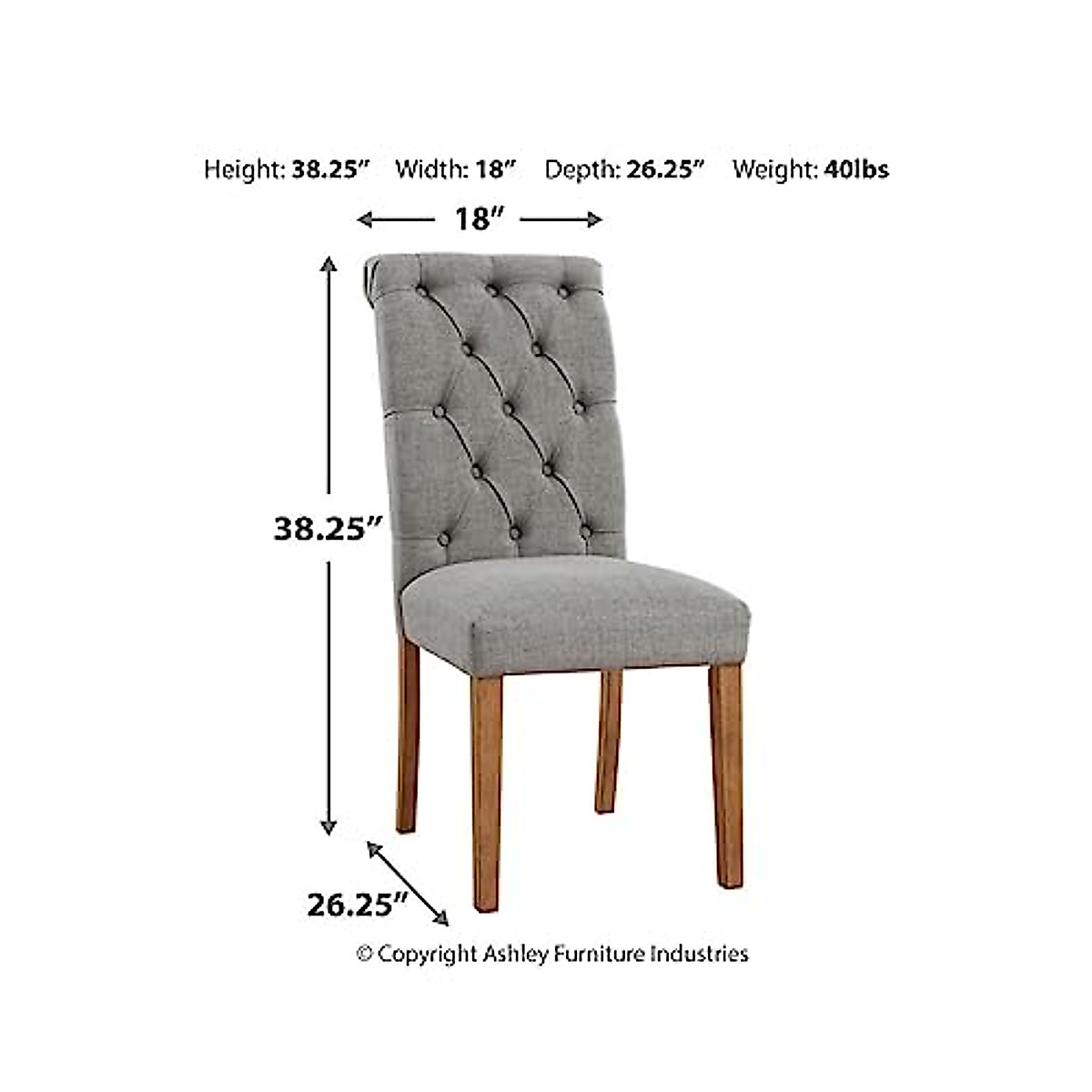 Signature Design by Ashley Harvina French Country 19" Tufted Upholstered Dining Chair, 2 Count, Gray