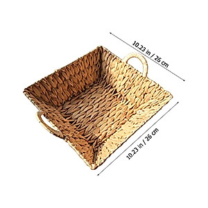 Zerodeko Straw Storage Basket Hyacinth Storage Basket with Handles Wicker Basket for Organizing Woven Box Cube Basket Bin Shelf Seagrass Weave Organizer for Nursery Organizing Toys