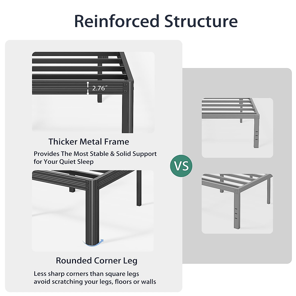 Askeld Queen Bed Frame with Headboard，18 Inch High Queen Size Bed Frame, Sturdy Noise-Free Metal Frame with Heavy Duty Slats, 4500 Lbs Weight Support for Mattress, No Box Spring Needed, Black