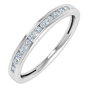 1/5 Carat Channel Set Diamond Wedding Band Ring in 14K White Gold (Ring Size 7)