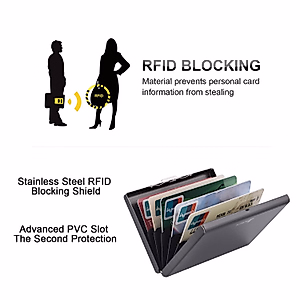 BONSYL® RFID Slim Metal Credit Card Holder Wallet for Ladies and Men,Credit Card Caes for Against Electronic Pickpockets & Identity Theft.(6 Slots-Black)