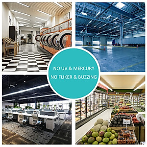 Flora Element 4FT LED Shop Light, 6000K Neutral White LED Light Tube 54W LED Office Light Fixture 6300LM Bright Ceiling Lighting for Garage Workshop Warehouse Factory Store Study Room, FCC Listed