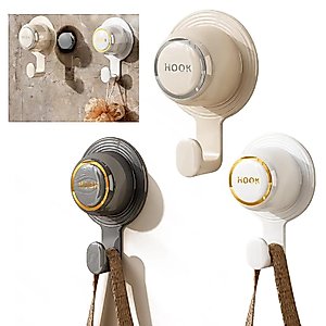Wjwumha 3 Pieces Towel Hooks Hanging Heavy Duty Wall Mount Coat Hooks for Bathroom Shower Kitchen Keys Door Hook Self-Adhesive
