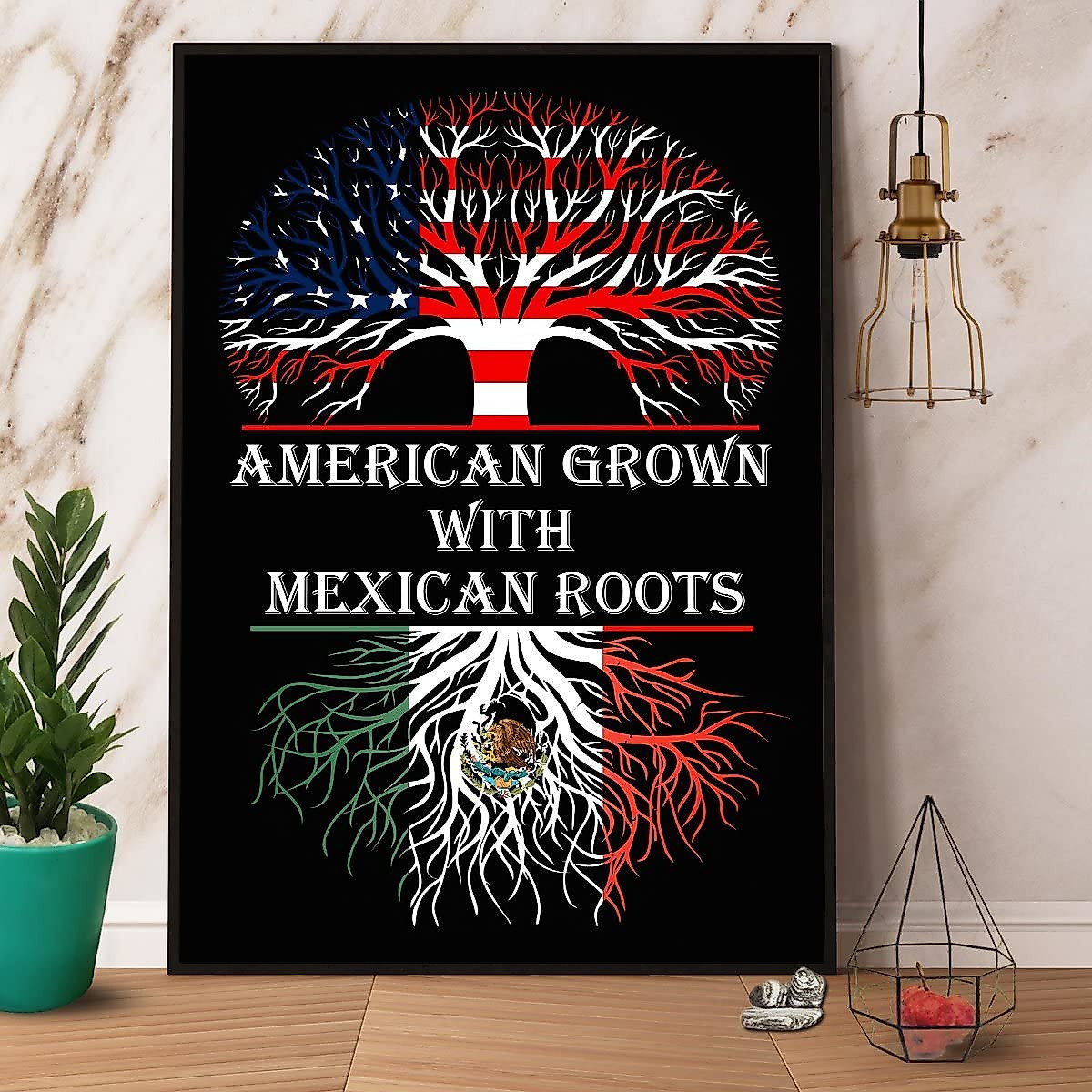 Leggef Funny Bathroom Bar Garden Terrace Retro Metal Tin Sign Wall Decoration Tree Flag American Grown with Mexican Roots Best Farmhouse Decor Gift for Women Men Friends 8"x12"inch