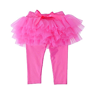 Baby Toddler Girls' Tutu Leggings Tulle Ruffle Skirted Pants Footless Tights 6 Months-5T Rose